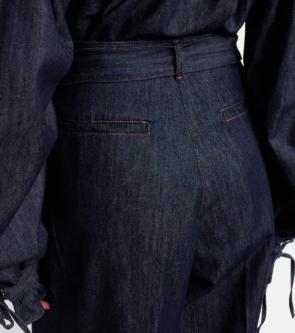 Dries Van Noten Pleated Denim Shorts - Blue