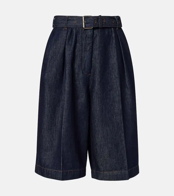 Dries Van Noten Pleated Denim Shorts - Blue