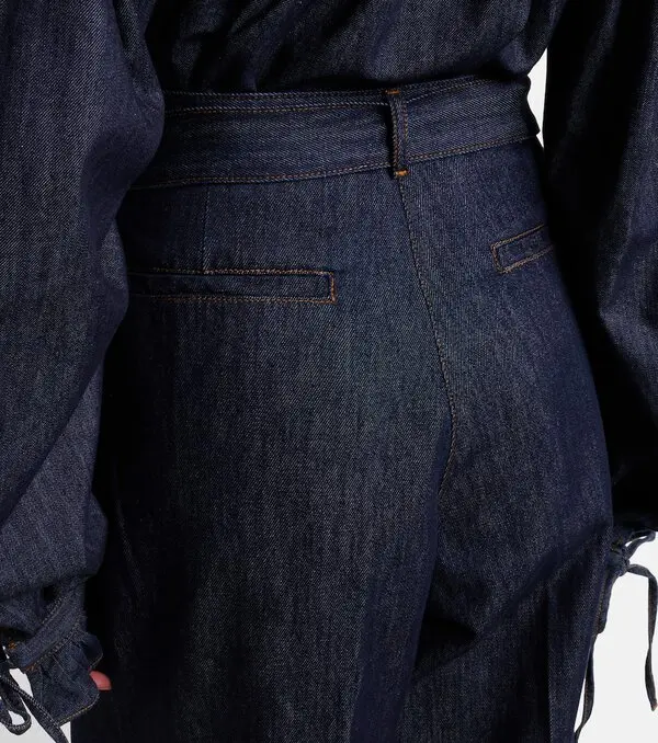 Dries Van Noten Pleated Denim Shorts - Blue