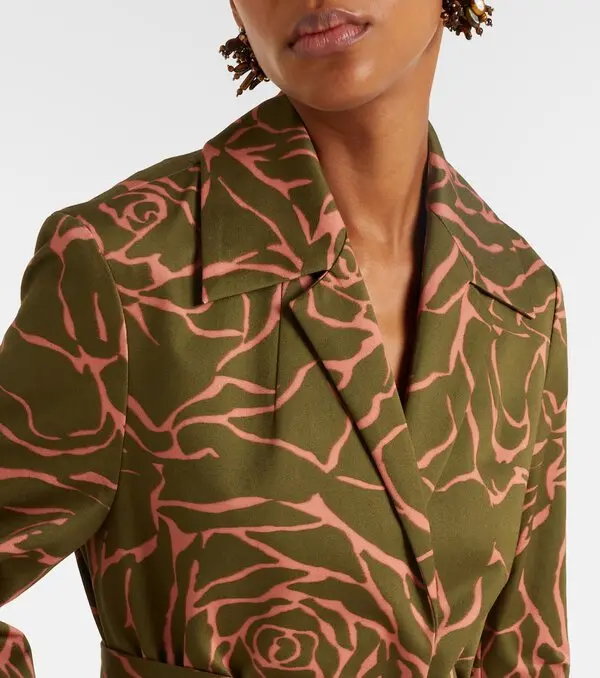 Dries Van Noten Floral Sequined Cotton Wrap Coat - Green