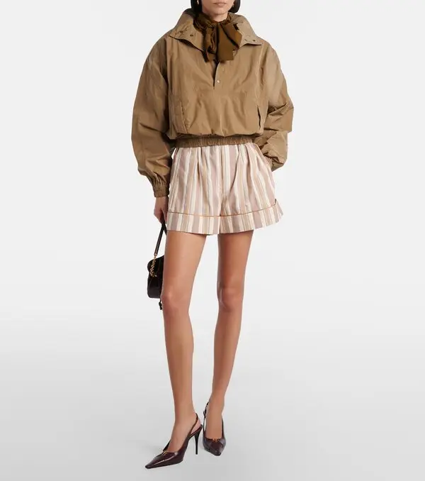 Saint Laurent Gathered Canvas Jacket - Beige