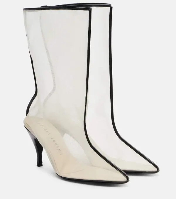 HERBERT LEVINE Drawing A Blank 85 Mesh Mid-calf Boots - White