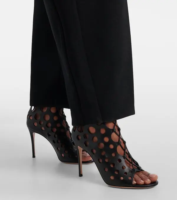 GIANVITO ROSSI Perforated Leather Lace-up Pumps