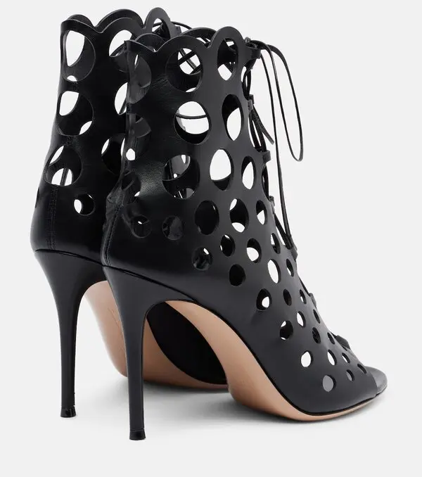GIANVITO ROSSI Perforated Leather Lace-up Pumps