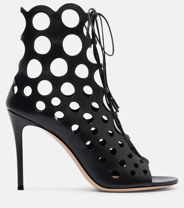 GIANVITO ROSSI Perforated Leather Lace-up Pumps