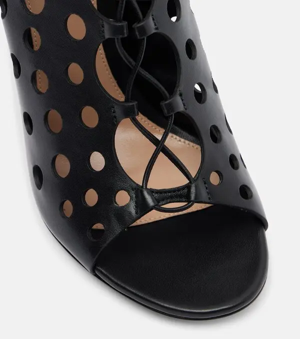 GIANVITO ROSSI Perforated Leather Lace-up Pumps