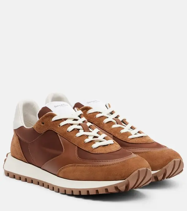 GIANVITO ROSSI Gravel Leather And Suede Sneakers - Brown