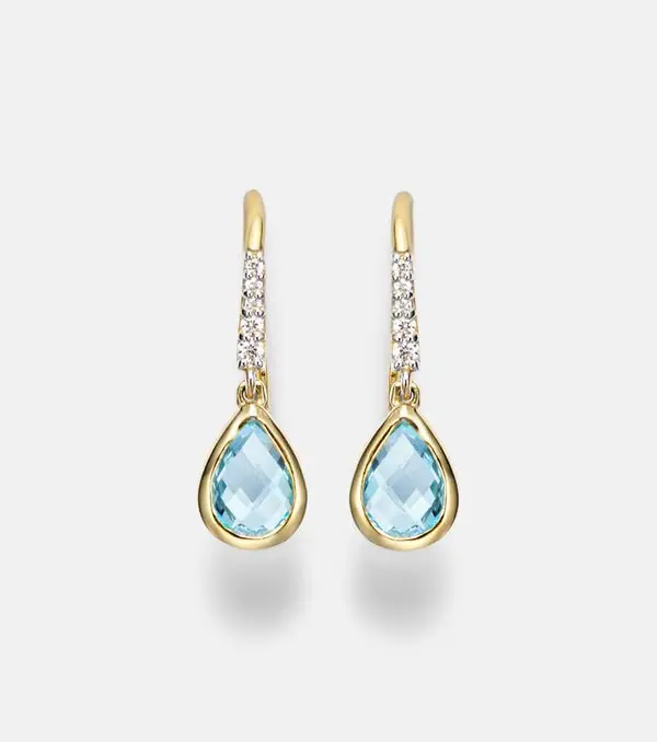 Mateo 14kt Drop Earrings With Topaz And Diamonds - Gold