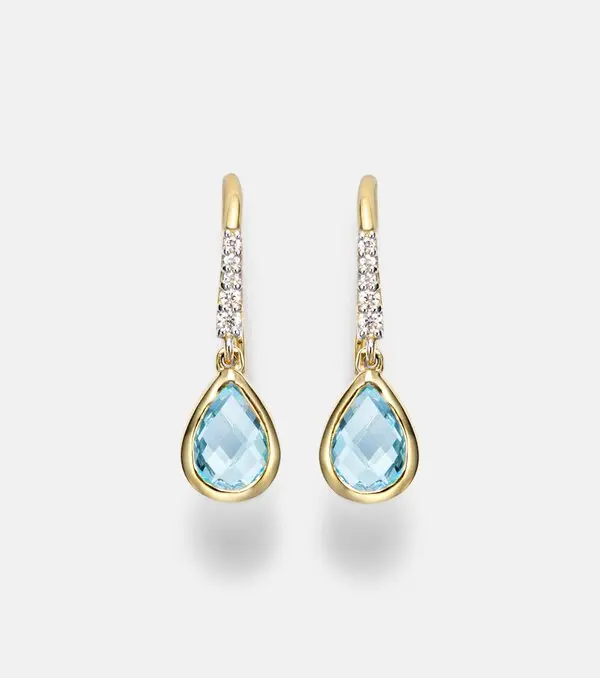Mateo 14kt Drop Earrings With Topaz And Diamonds - Gold