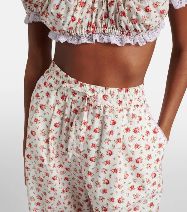 Dolce & Gabbana Floral Cotton-blend Poplin Wide-leg Pants - White