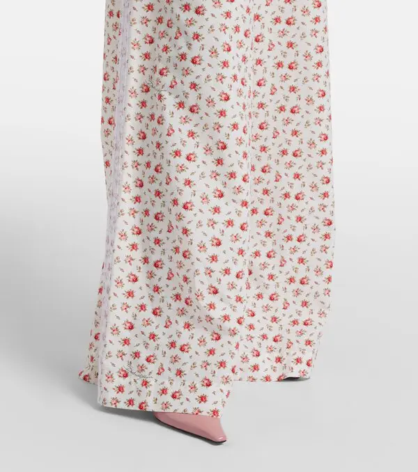 Dolce & Gabbana Floral Cotton-blend Poplin Wide-leg Pants - White