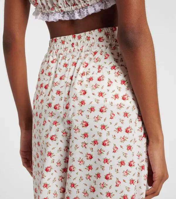 Dolce & Gabbana Floral Cotton-blend Poplin Wide-leg Pants - White