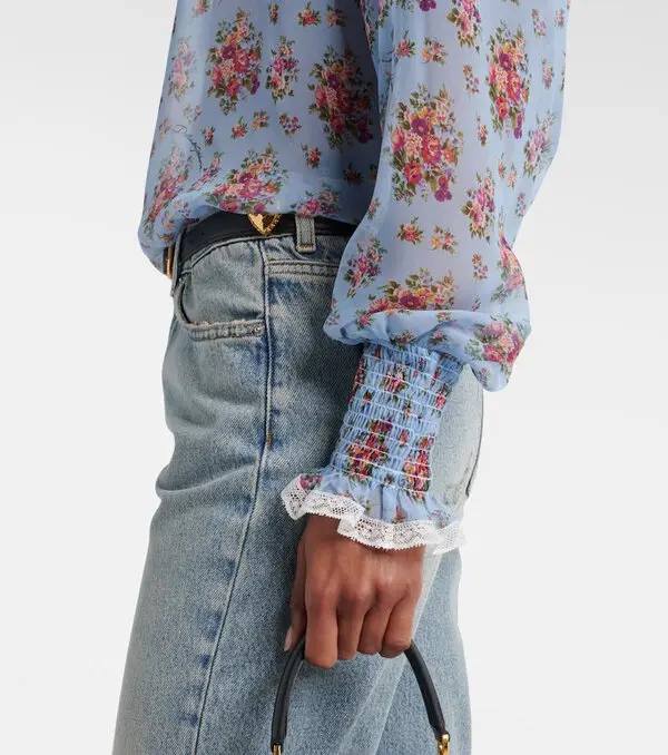 Dolce & Gabbana Floral Ruffled Silk And Cotton Blouse