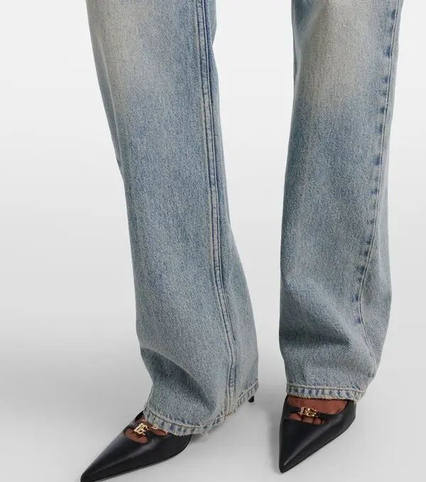 Dolce & Gabbana Leather-trimmed Straight Leg Jeans
