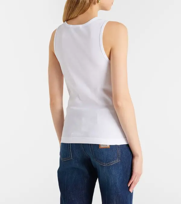 Dolce & Gabbana Dg Embellished Ribbed-knit Tank Top