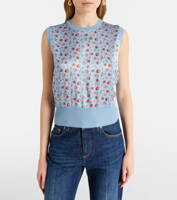 Dolce & Gabbana Floral Silk Sweater Vest