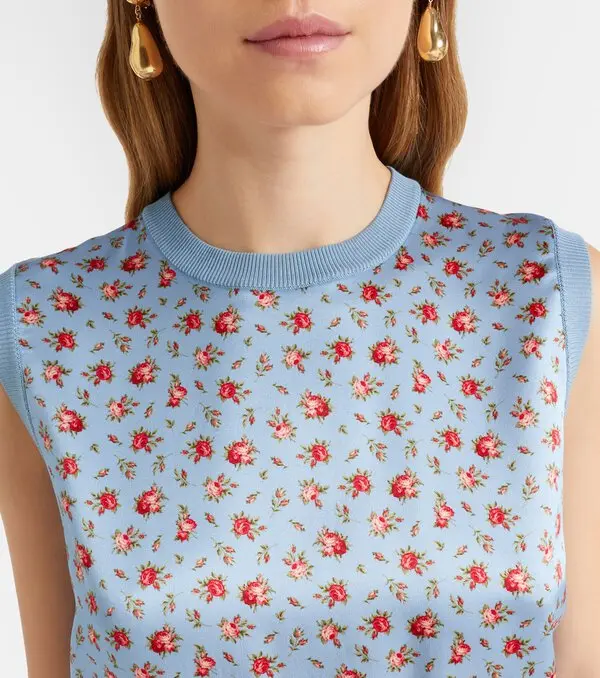Dolce & Gabbana Floral Silk Sweater Vest