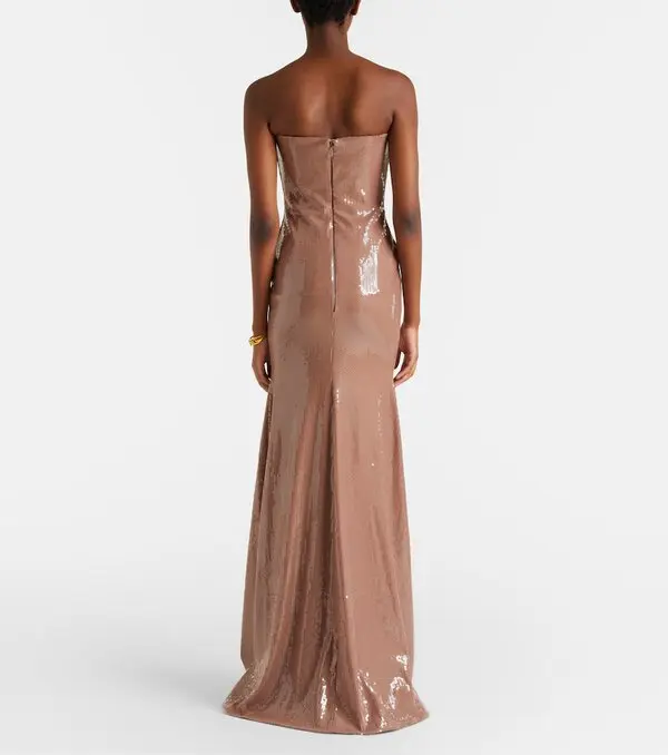 Alex Perry Sequined Strapless Gown