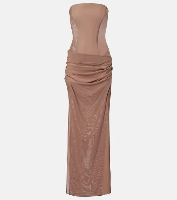 Alex Perry Semi-sheer Strapless Gown