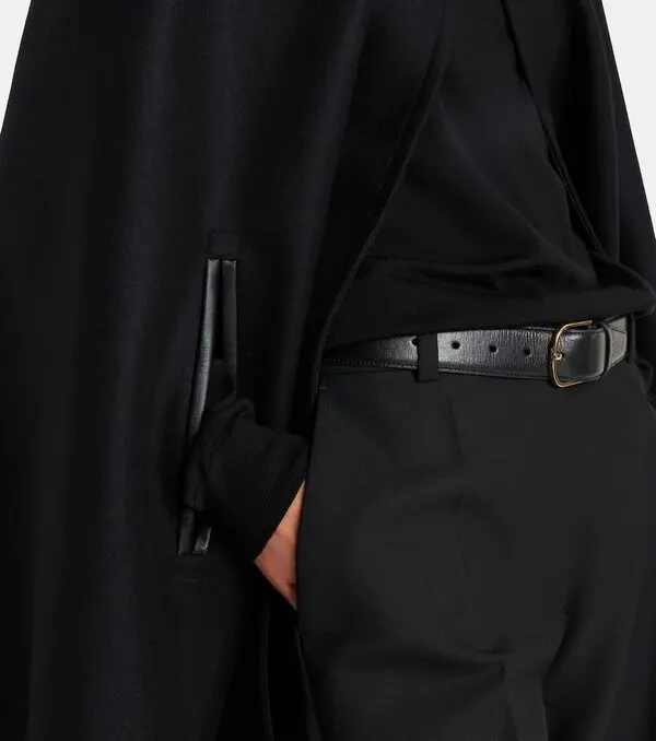 NILI LOTAN Arianna Leather-trimmed Wool-blend Cape