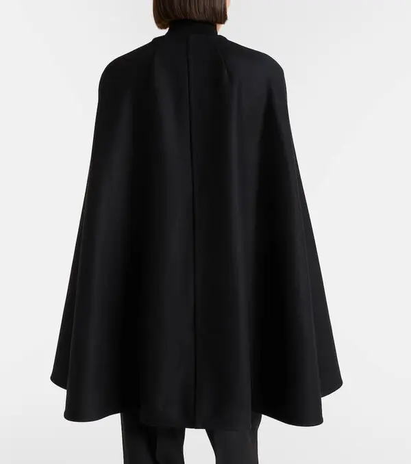 NILI LOTAN Arianna Leather-trimmed Wool-blend Cape