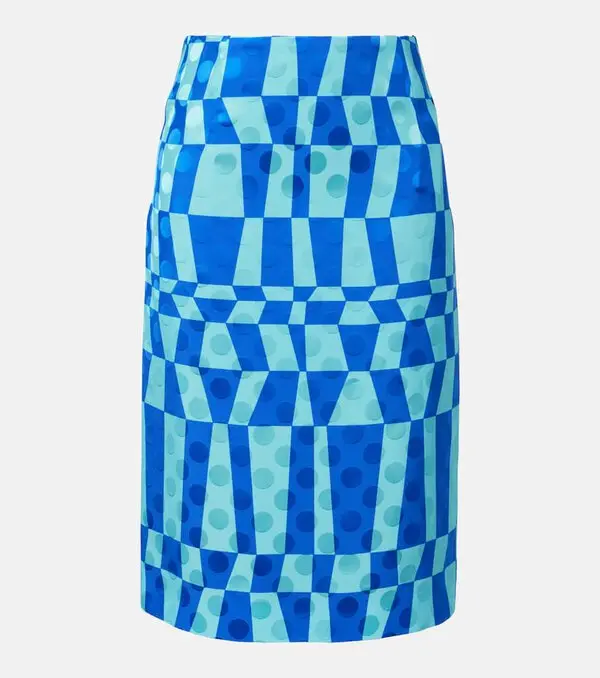 Dries Van Noten Printed Pencil Skirt - Blue