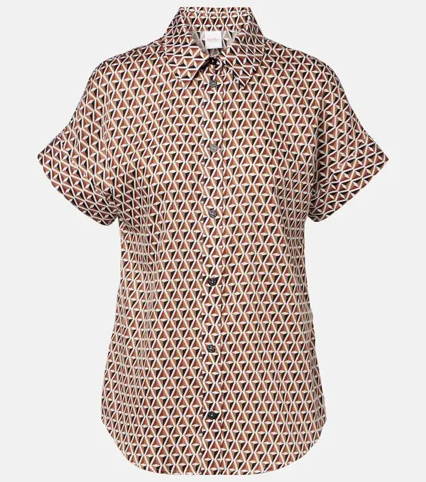 Max Mara Crea Printed Cotton Shirt - Brown