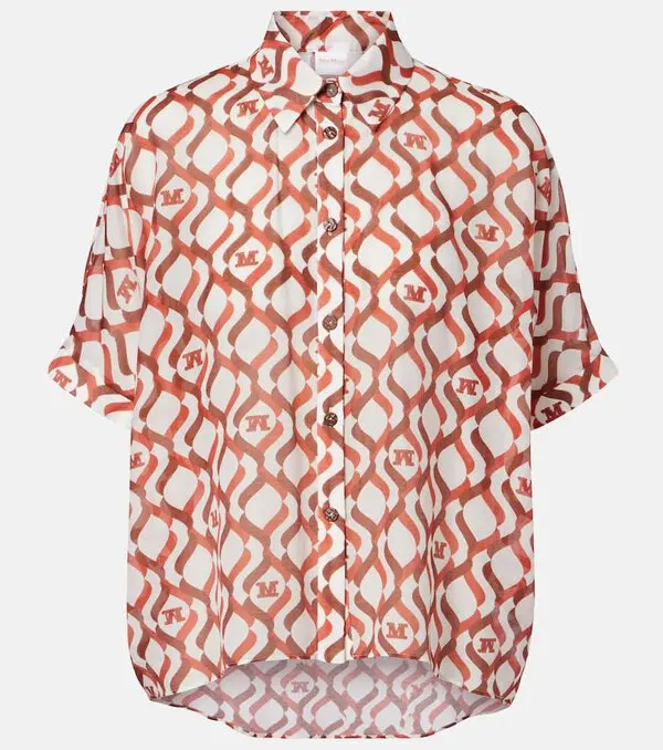 Max Mara Ariete Printed Cotton And Silk Shirt - White