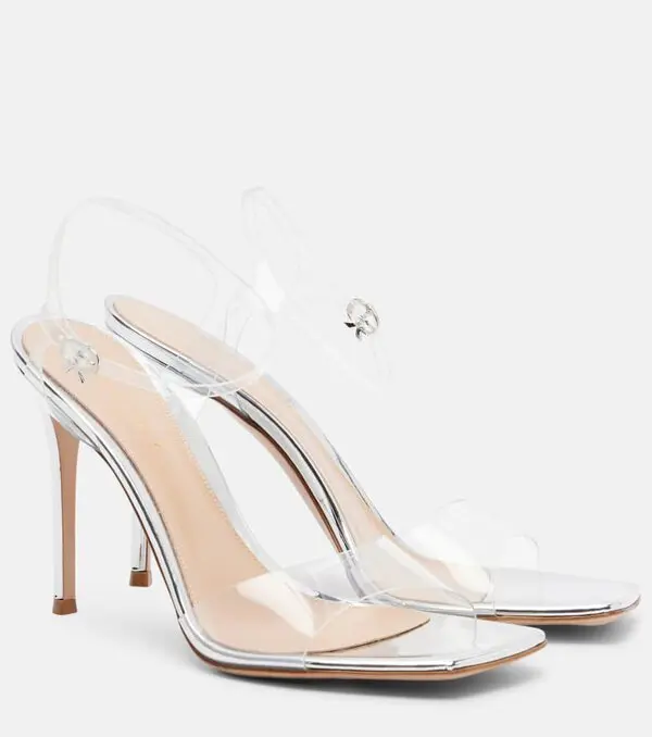 GIANVITO ROSSI 95 Leather-trimmed Slingback Sandals - Transparent