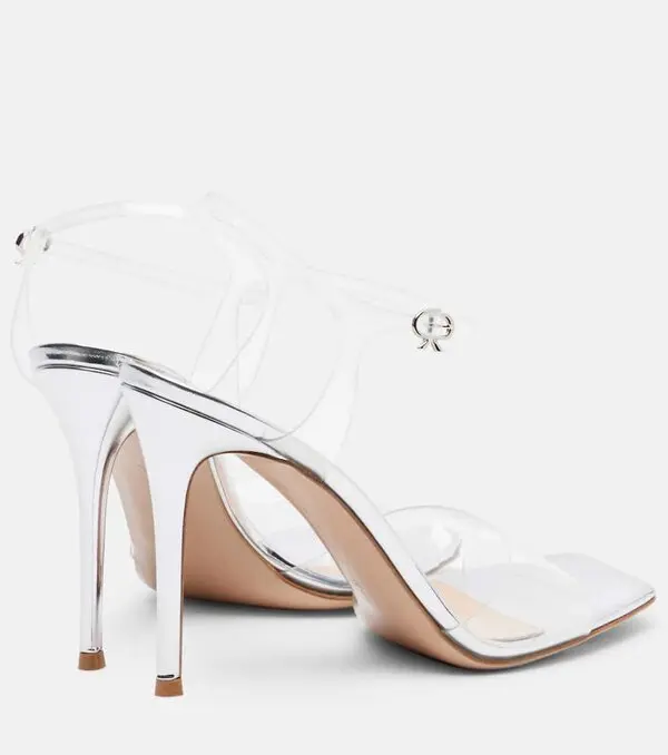 GIANVITO ROSSI Cher Leather-trimmed Pvc Slingback Sandals - Transparent