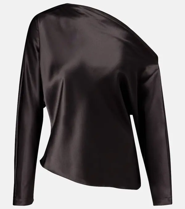 THE SEI One-shoulder Silk Satin Top