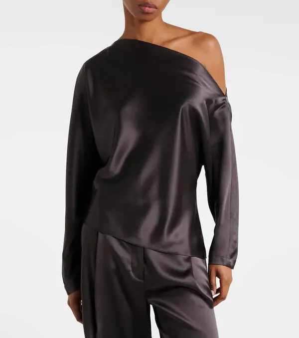 THE SEI One-shoulder Silk Satin Top