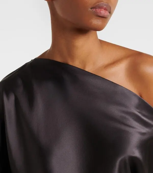 THE SEI One-shoulder Silk Satin Top