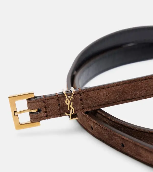 Saint Laurent Cassandre Suede Belt