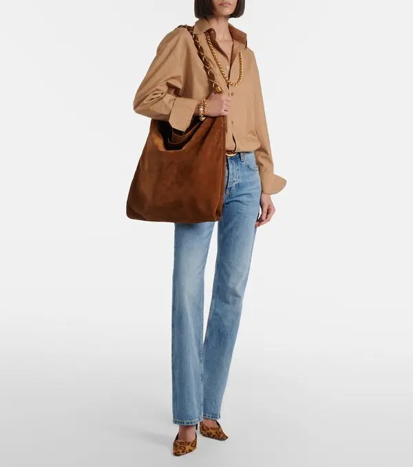 Saint Laurent Amalia Cassandre Suede Shoulder Bag