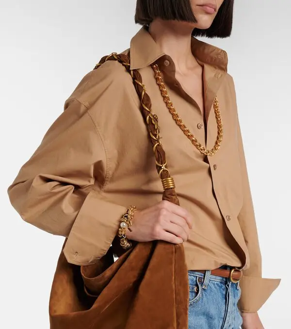 Saint Laurent Amalia Cassandre Suede Shoulder Bag
