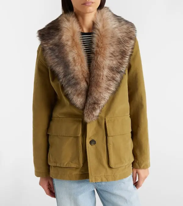NILI LOTAN Ronay Shearling-trimmed Parka - Green