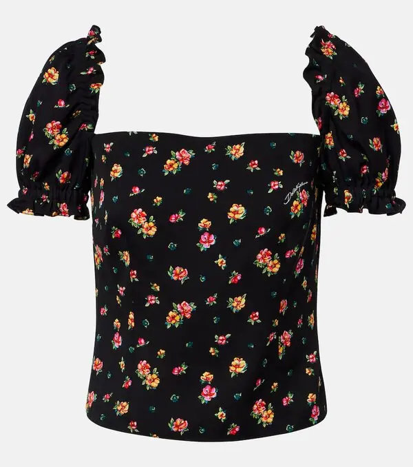 Dolce & Gabbana Floral Silk-blend Charmeuse Top