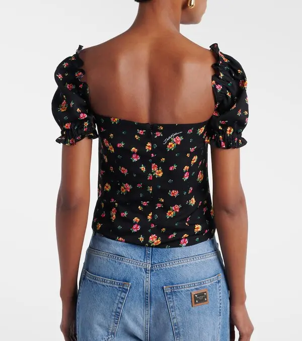 Dolce & Gabbana Floral Silk-blend Charmeuse Top