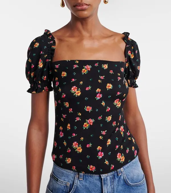 Dolce & Gabbana Floral Silk-blend Charmeuse Top