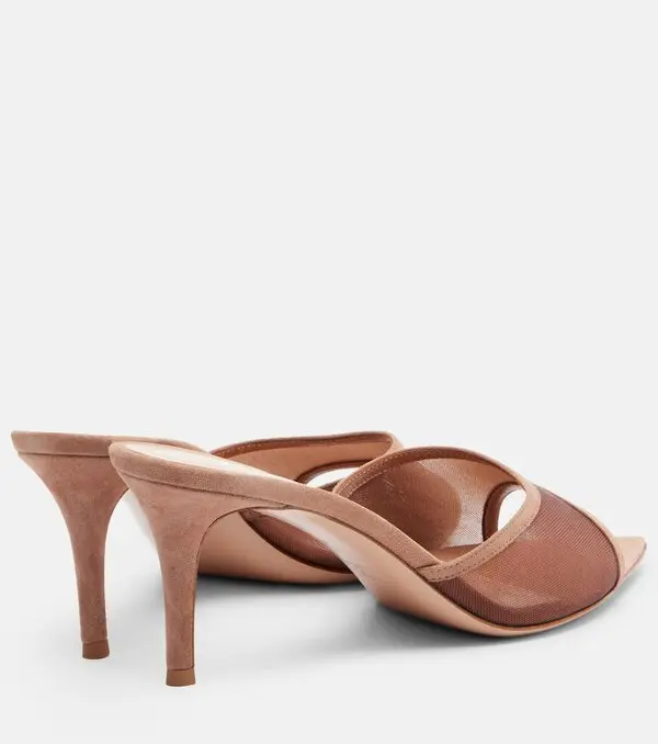 GIANVITO ROSSI Dorotea Suede-trimmed Mesh Mules