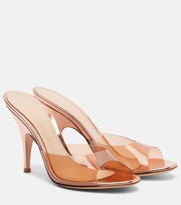 GIANVITO ROSSI Sofia Leather-trimmed Pvc Mules - Brown