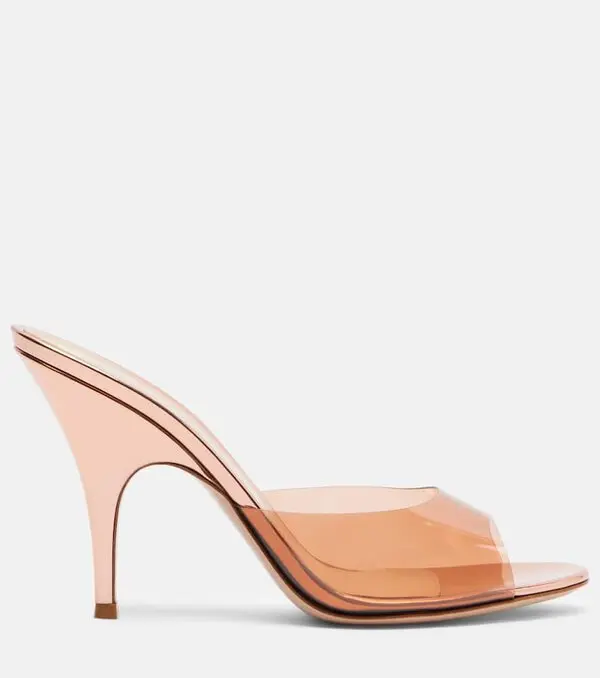 GIANVITO ROSSI Sofia Leather-trimmed Pvc Mules - Brown