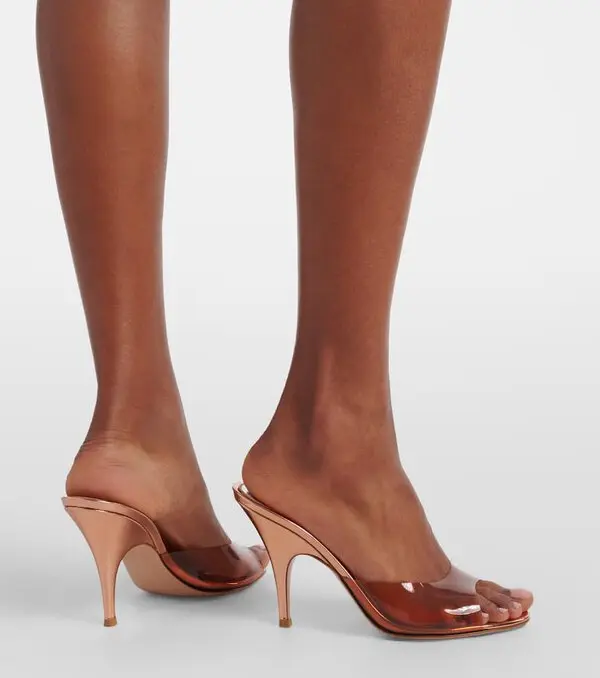 GIANVITO ROSSI Sofia Leather-trimmed Pvc Mules - Brown
