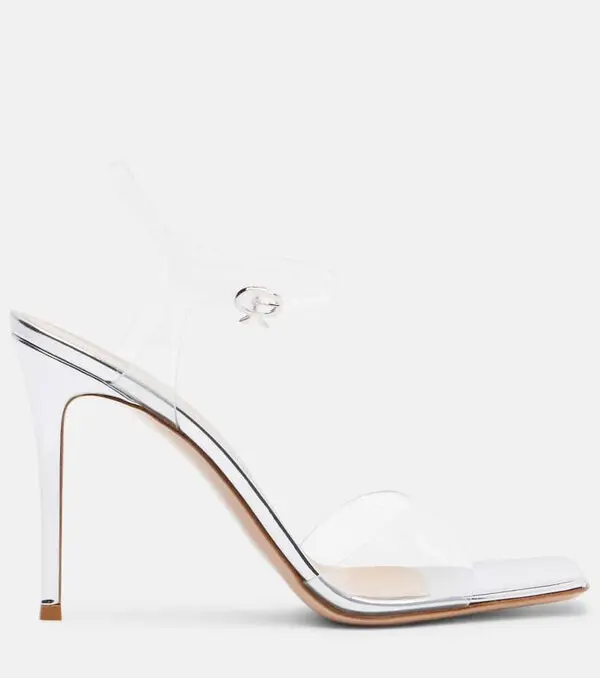 GIANVITO ROSSI Cher Leather-trimmed Pvc Slingback Sandals - Transparent