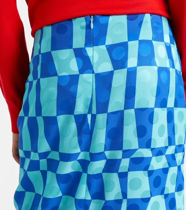 Dries Van Noten Printed Pencil Skirt - Blue