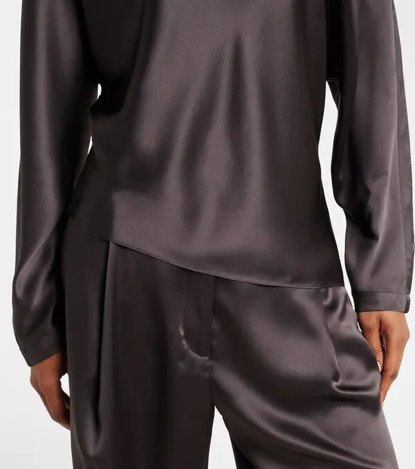 THE SEI One-shoulder Silk Satin Top