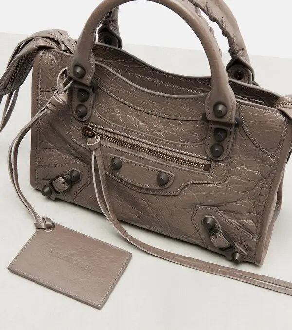 Balenciaga Le City Mini Leather Top-handle Bag - Grey