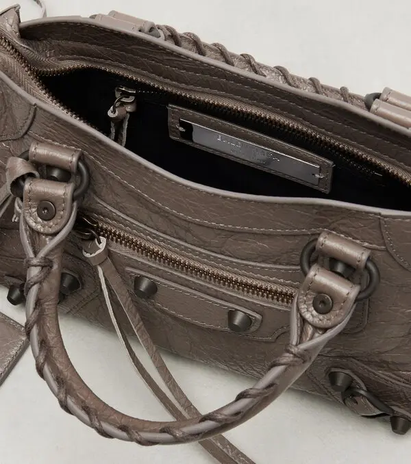 Balenciaga Le City Mini Leather Top-handle Bag - Grey