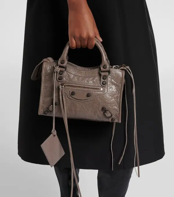 Balenciaga Le City Mini Leather Top-handle Bag - Grey